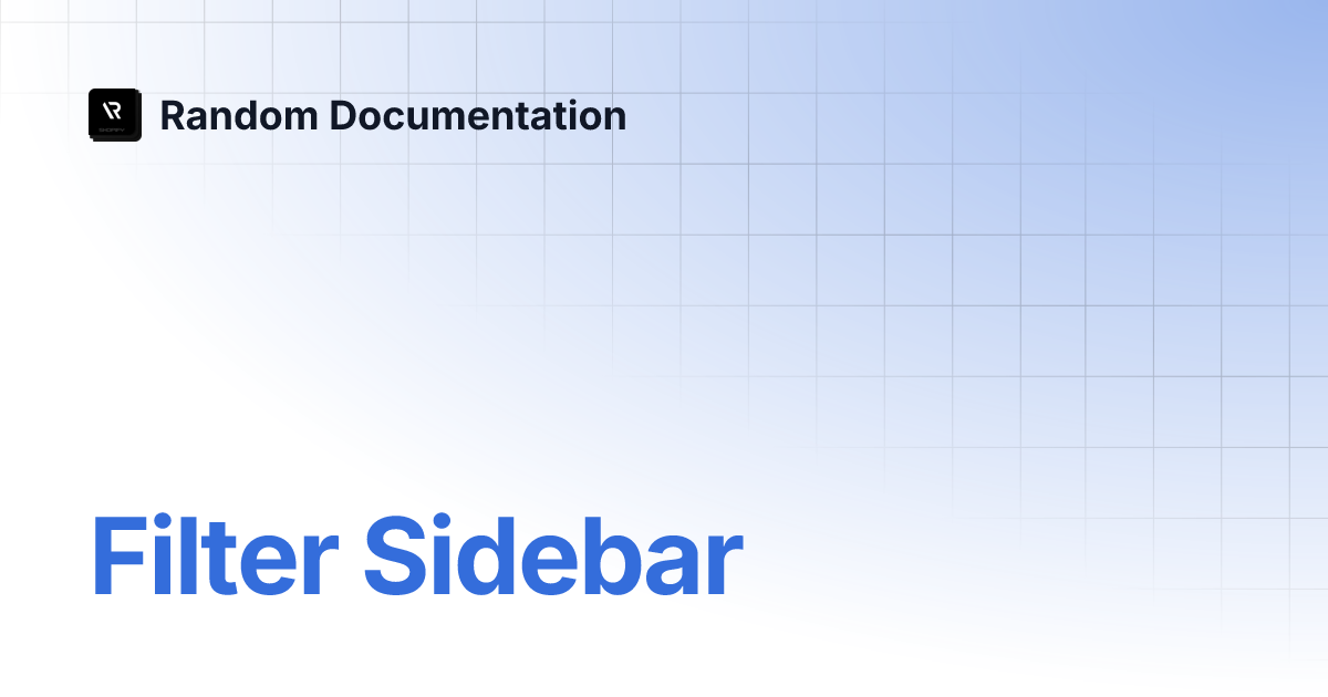 Filter Sidebar | Random Documentation