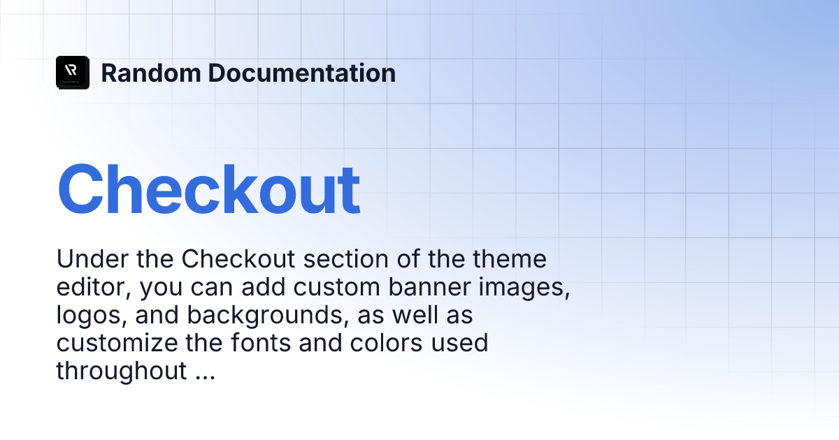 Checkout | Random Documentation