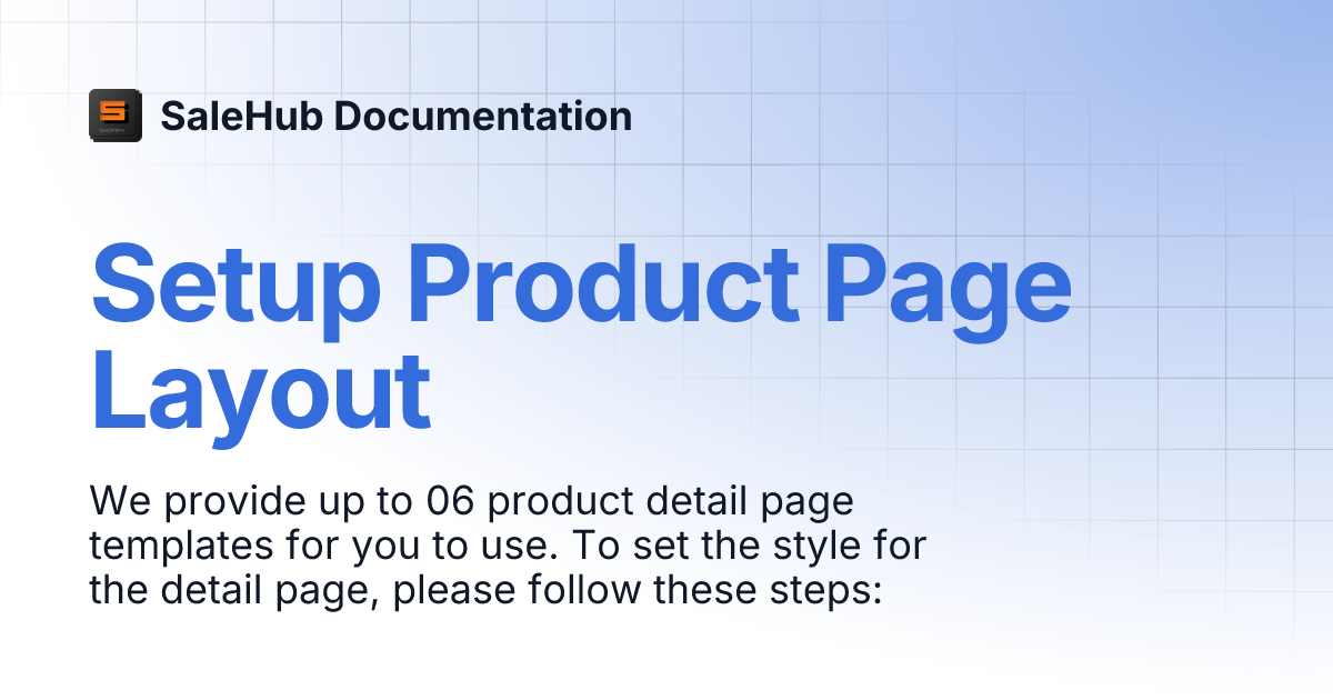 Setup Product Page Layout | SaleHub Documentation