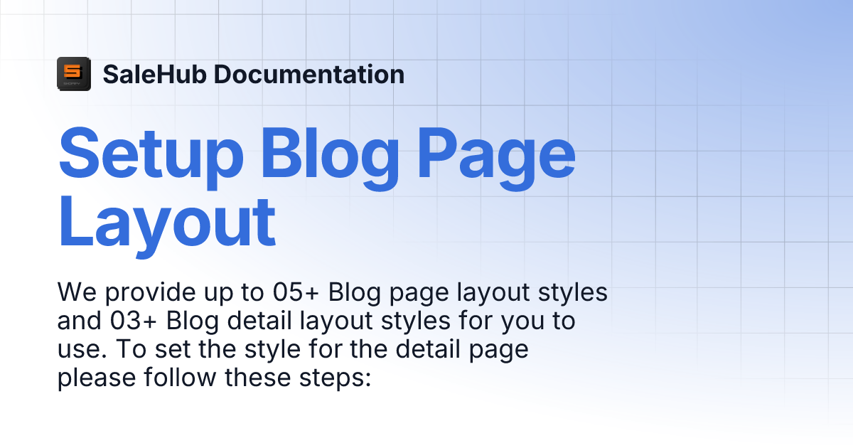 Setup Blog Page Layout | SaleHub Documentation